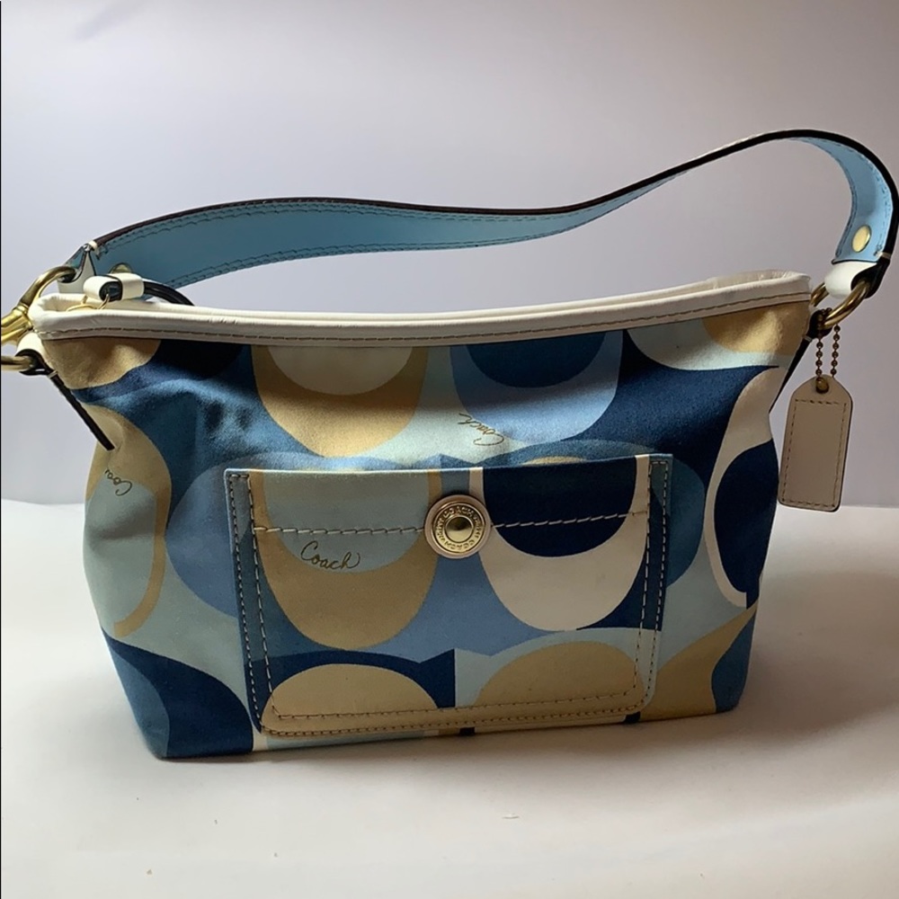 Coach Small Fabric Purse With Leather Straps. - Gem